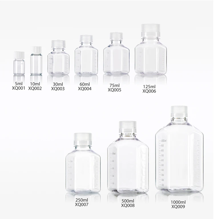 Clear Square Sterile Plastic Sample Bottles 5-1000ml Pet Petg Blood ...