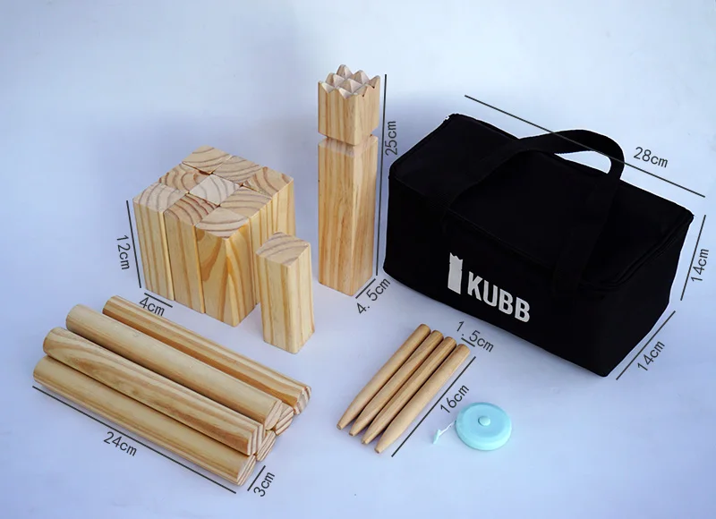 Viking Chess Yard Game - Kubb Set with Bag & Pine Wood