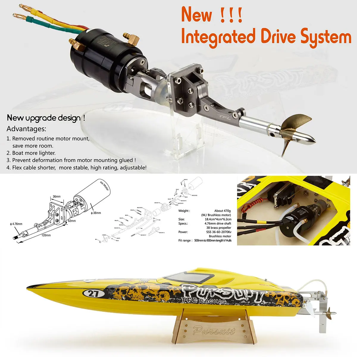 TFL Model Boat 1106 - Electric RC Boat with Fiberglass Hull