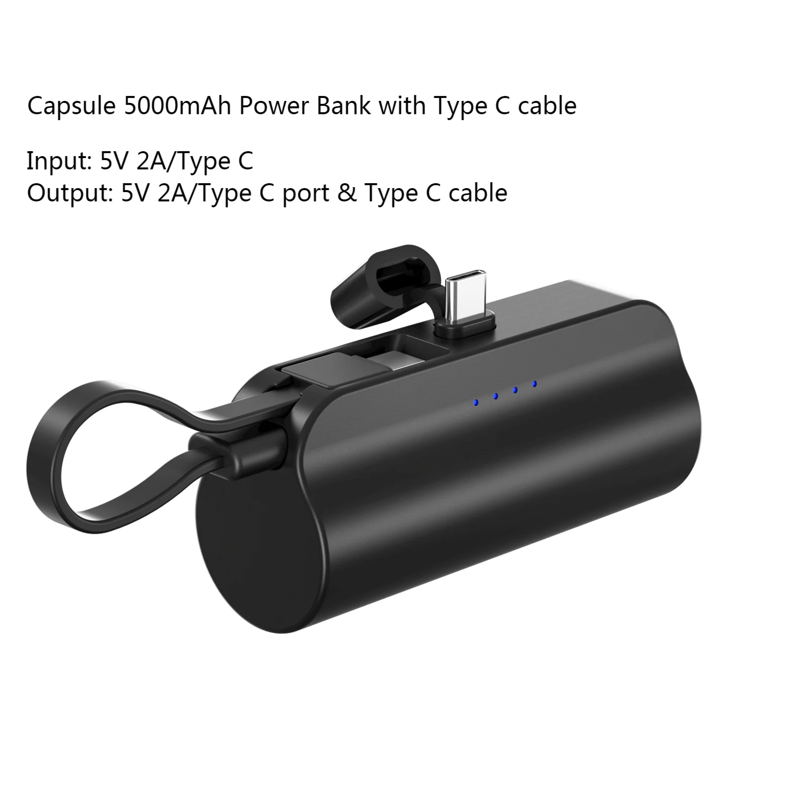 Popular Capsule Power Bank 5000mah Emergency Pocket Built-in Type C ...