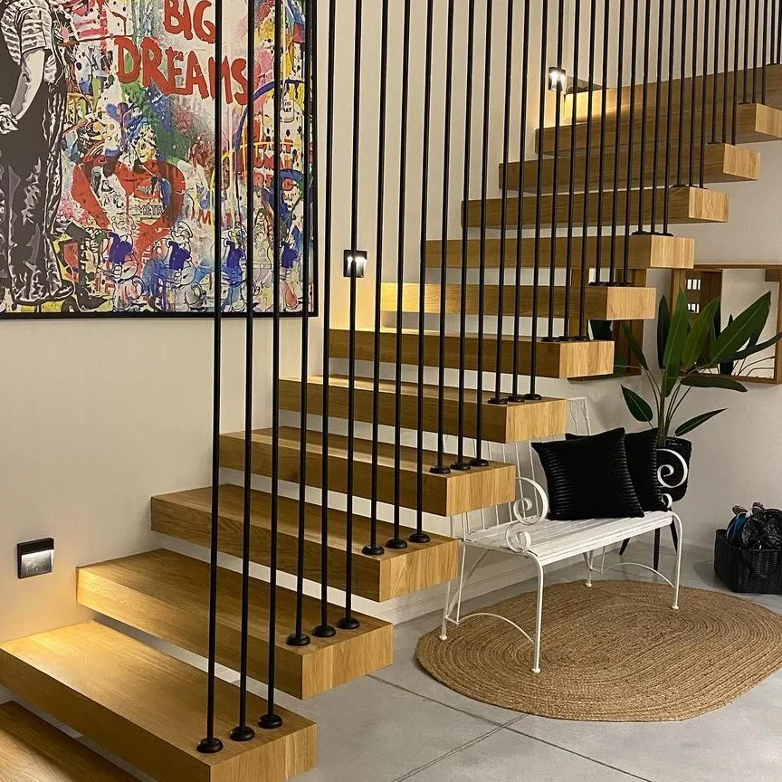 Beautiful Design Invisible Steel Stringer Floating Staircase Hidden ...