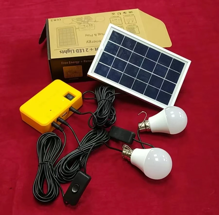 3w Portable Mini Solar Lighting Kit With 2 Led Bulbs Small Home Energy ...