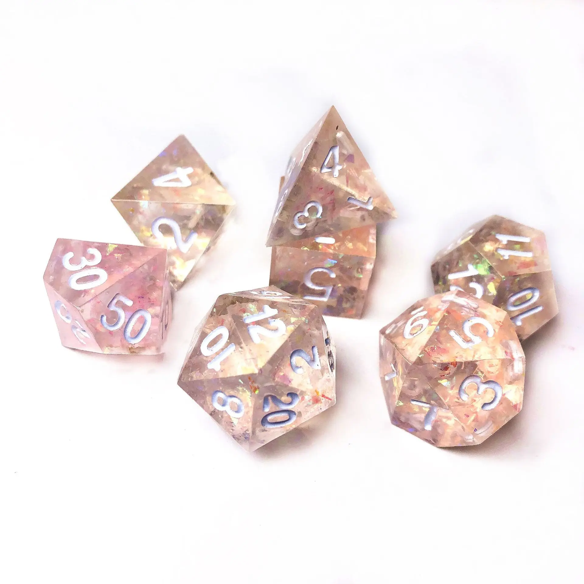 Board Game Dice Dnd Set 7pcs Resin Material Customized Transparent ...