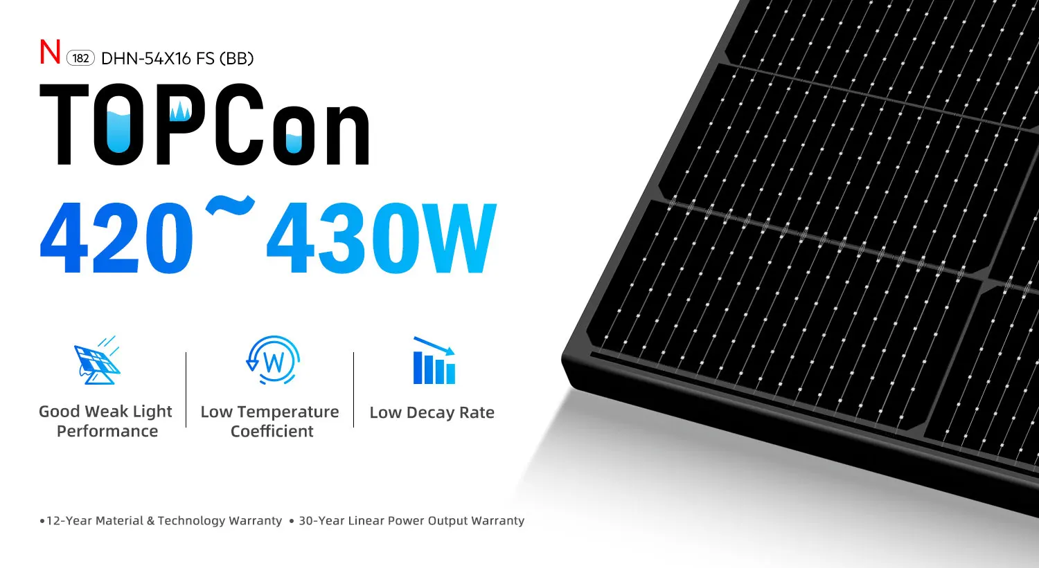 Dah N Type Topcon 182mm 420w 425w 430w Frameless Black Mono Crystalline ...