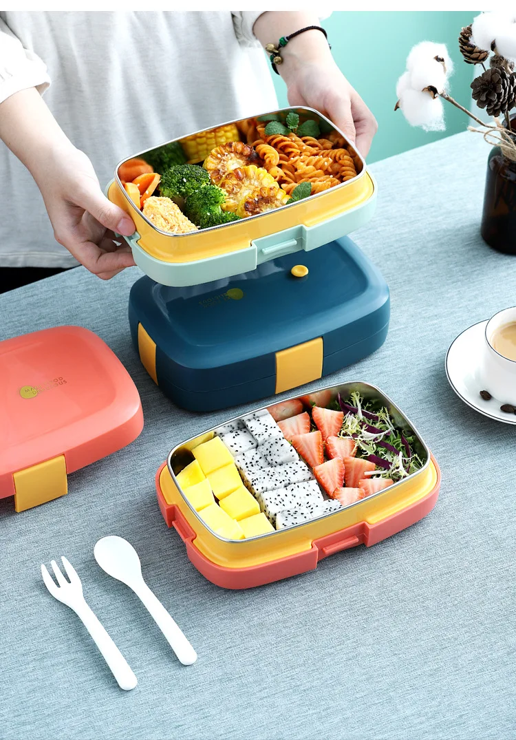 304 Stainless Steel Four Button Portable Single Grid Lunch Box Young ...