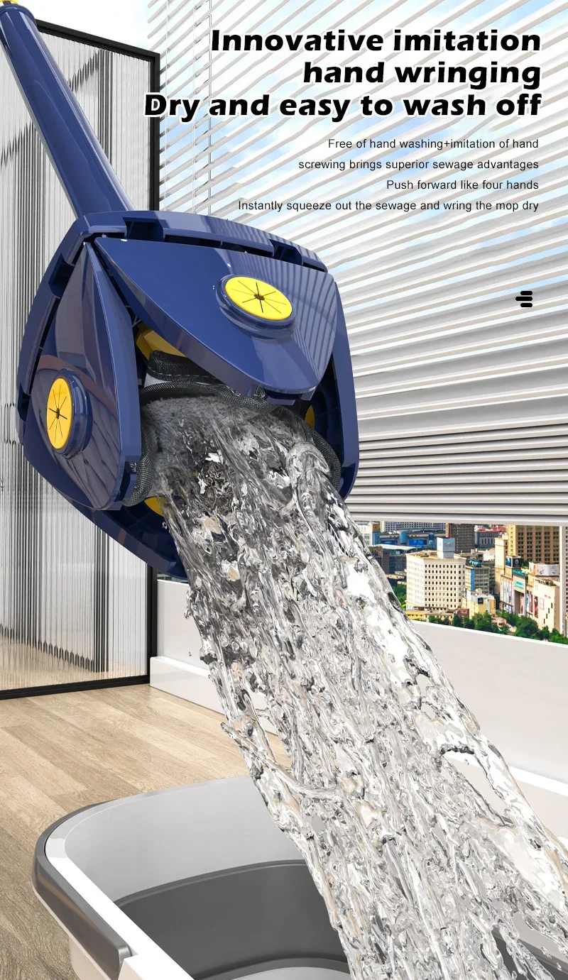 WONDERFUL 360 Rotating Manual Self Drying Mop - Efficient Cleaning