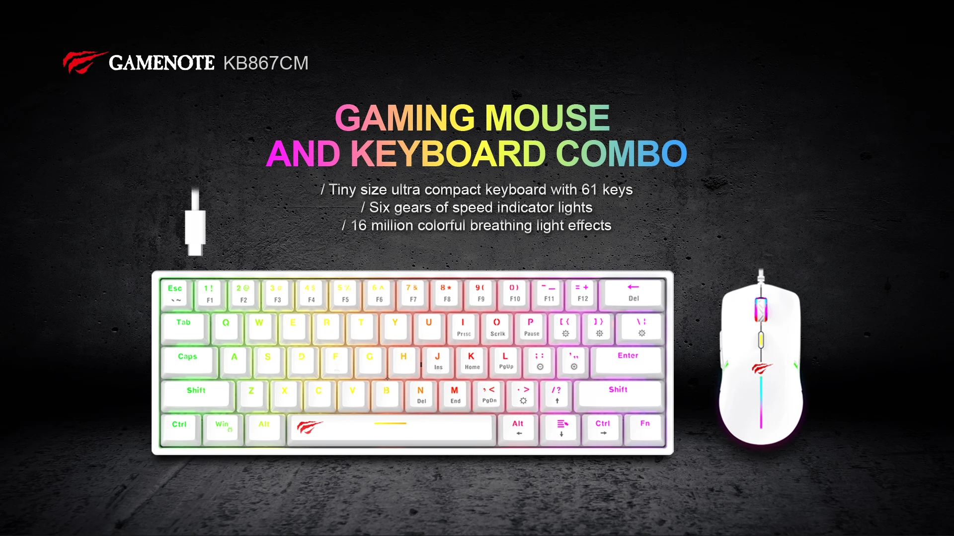 Havit Kb867cm 2 In 1 Wired Rainbow Led Backlit Rgb Mechanical Gaming ...