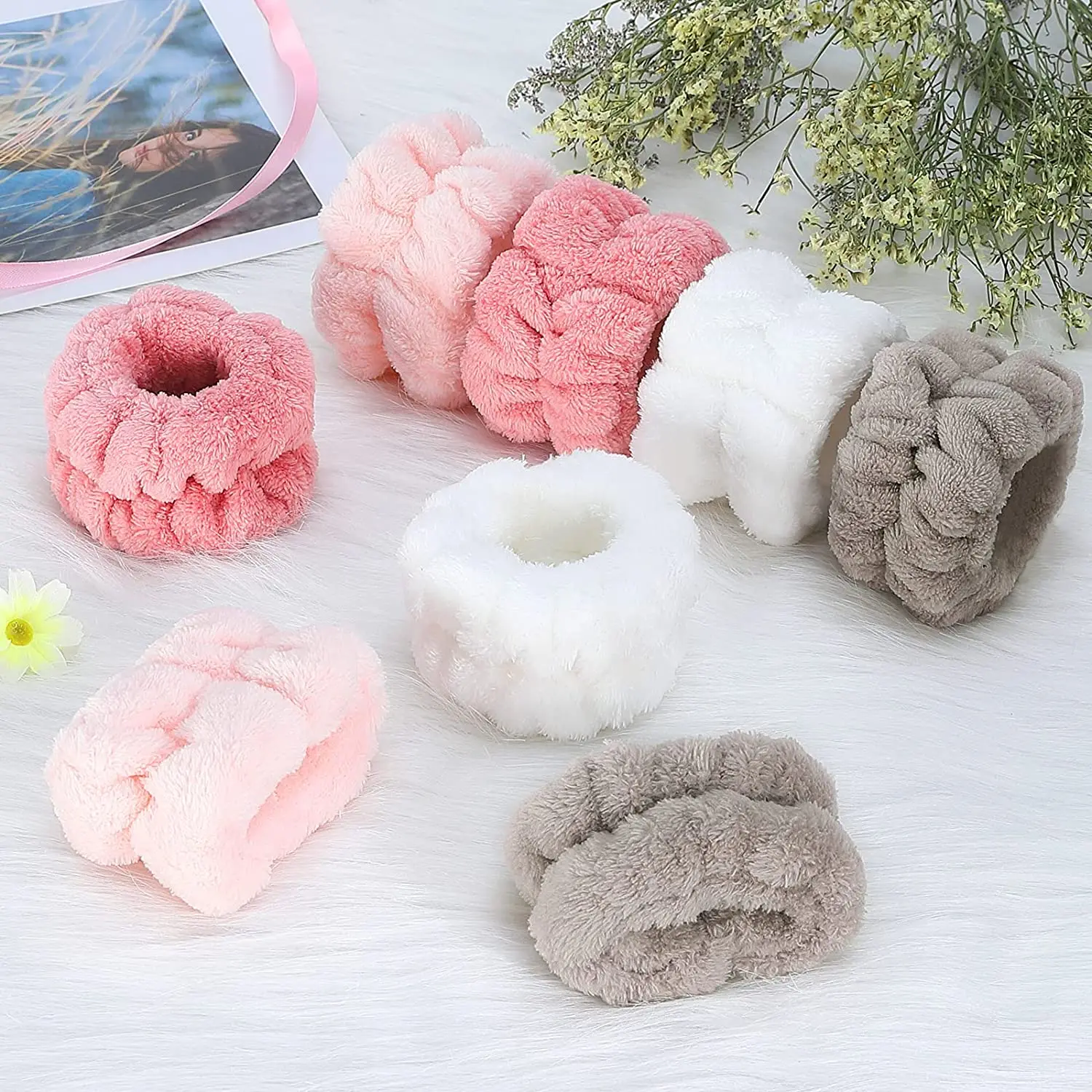 3 Pcs Spa Headband Wrist Washband Scrunchies Cuffs Towel Wristbands ...