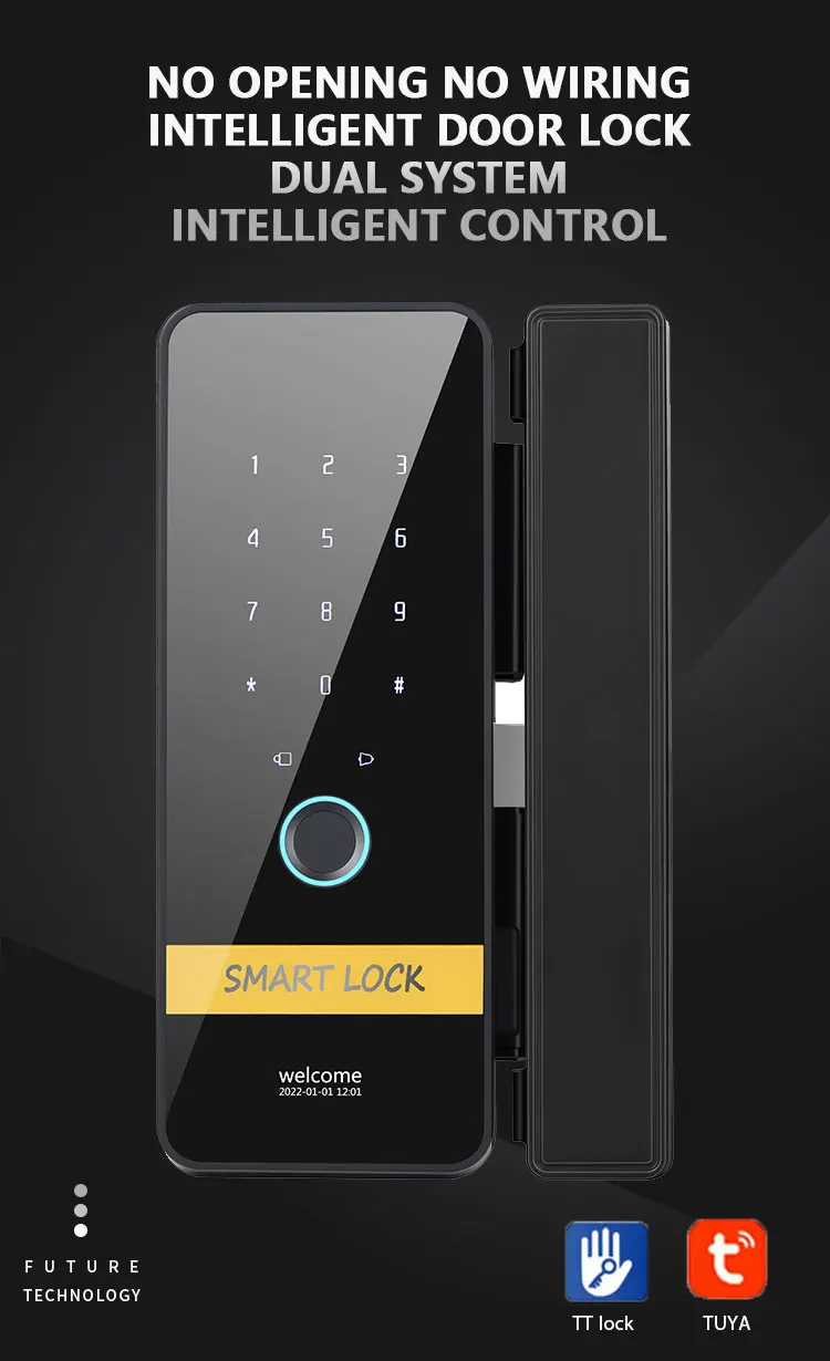 Doorplus Access Control Office Frameless Glass Door Lock Smart ...