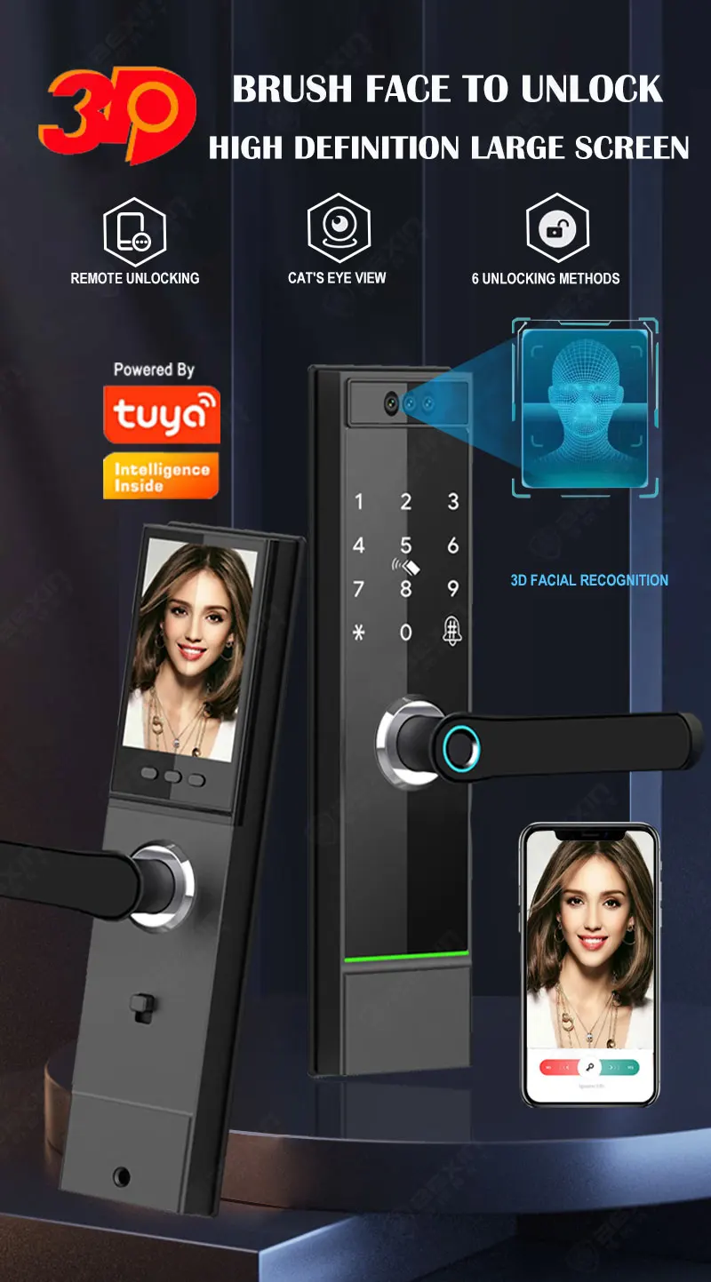 3d Face Recognition Fingerprint Door Lock Smart Tuya Wifi Intelligent ...