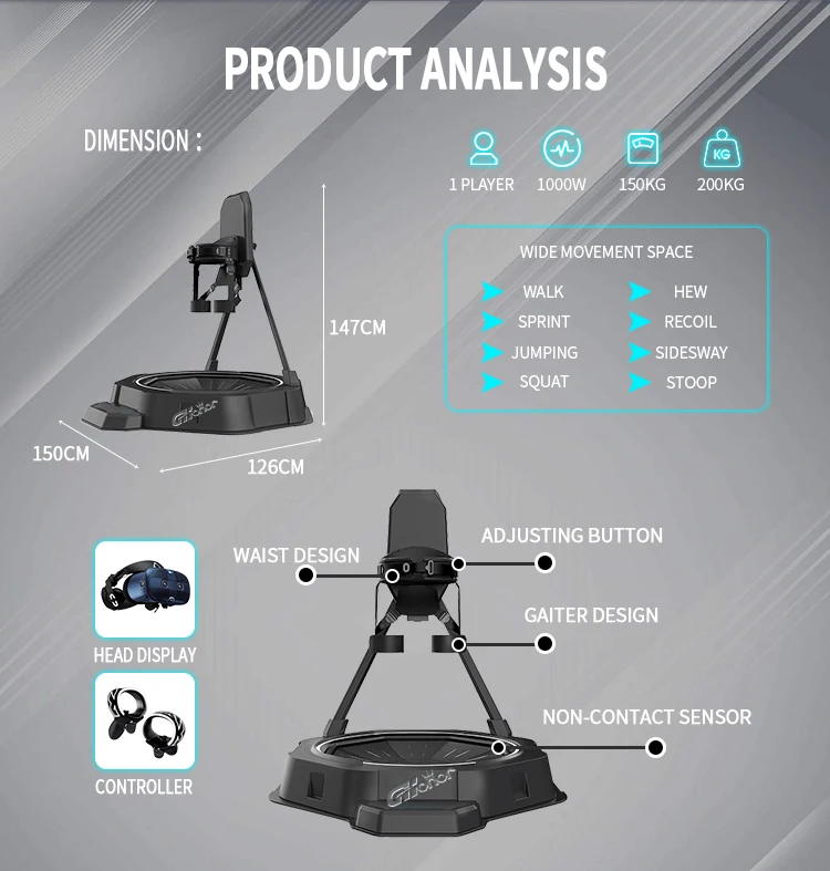 Amusement Park Simulator Shooting Vr Running Platform 360 Degree Omni ...