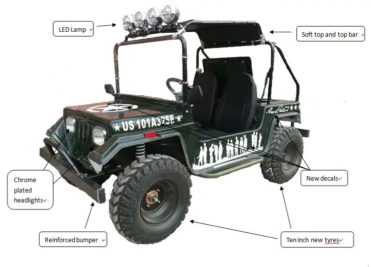 150cc 200cc Willys Mini Jeep Kids Adult Electric Atv Utv Car