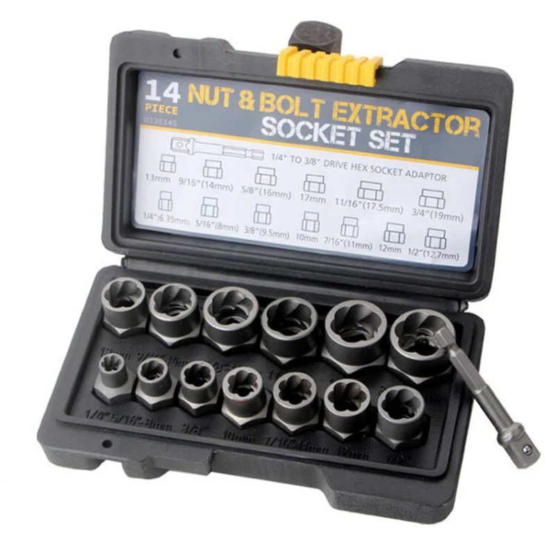 14 Piece Nut Bolt Extractor Socket Set Bolt Remover Tool Set Nut ...