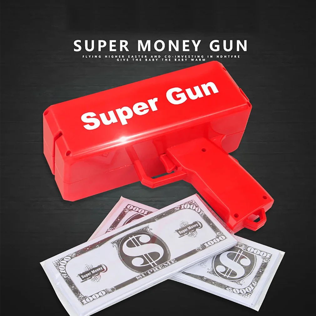 Red Color Money Rain Game Spit Banknotes Cash Cannon Money Gun Toy ...