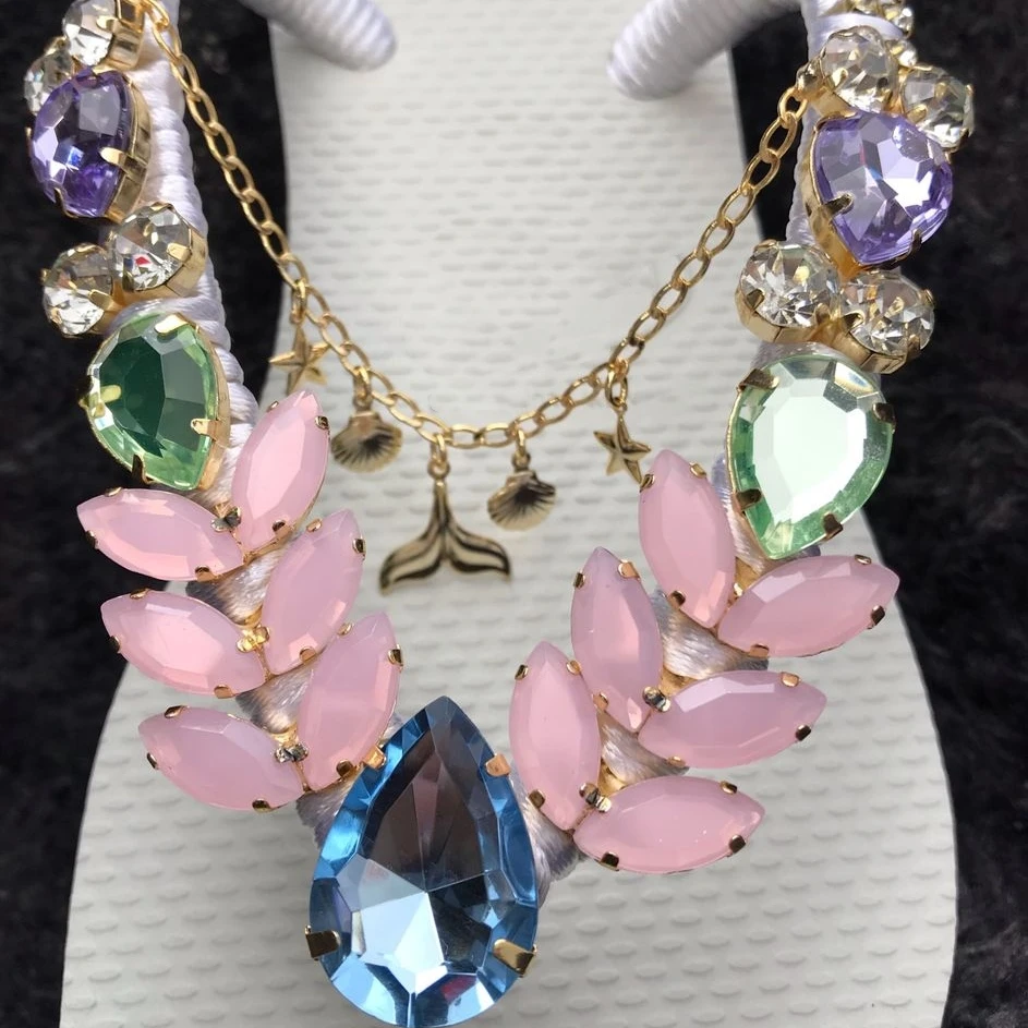 Fancy Flip Flops Chic Ladies Summer Thong Sandals Golden Metal Chain ...