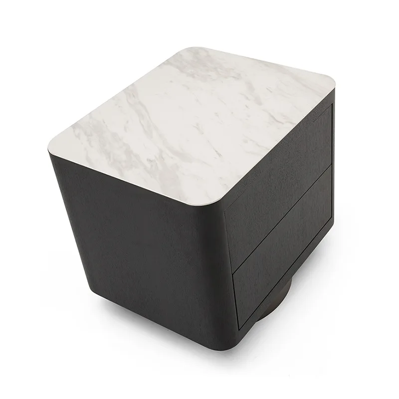Italian Night Table Cubic Shape Modern Black Oak Nightstand With ...