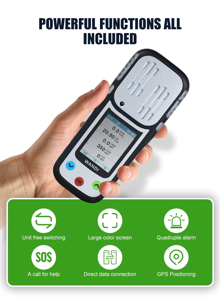 Versatile Portable CO O2 H2S EX 4 in 1 Gas Detector