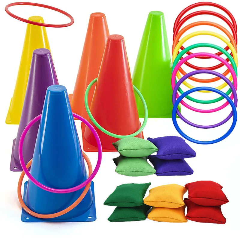 Multi Ring Toss Game Set - Enhance Soccer Training Agility