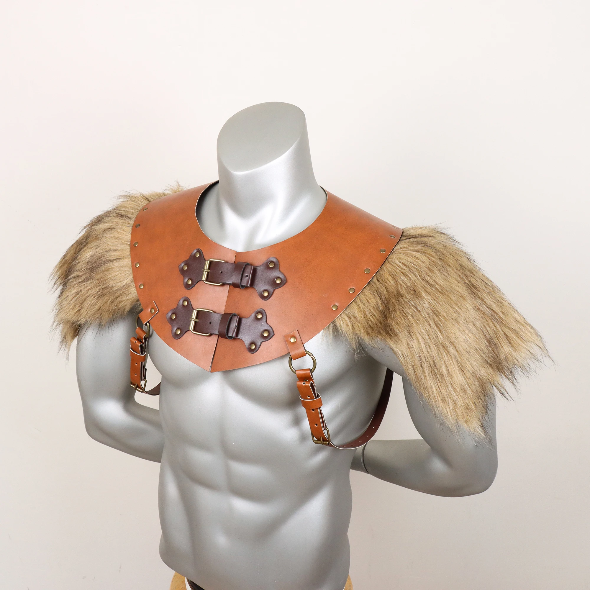 Men's Viking Medieval Renaissance Faux Fur Collar Cosplay