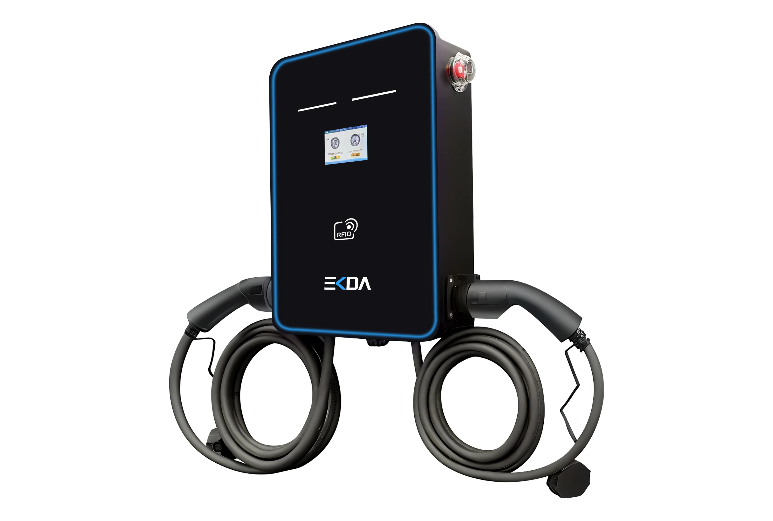 New Condition Wall Box EV Charger Type 2 GBT Dual Guns RFID Card 32A ...
