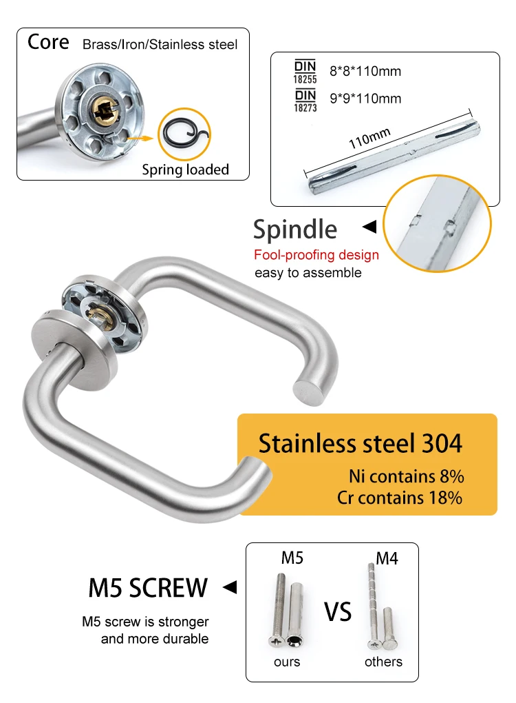 304/316 Stainless Steel U Shape Handle European Tube Lever Type Door ...