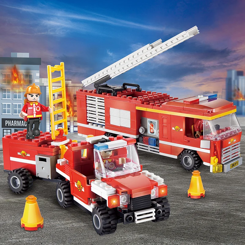 Cogo 324 Pcs Toy Fire Truck The Rescue Vehicle Sets Building Blocks ...