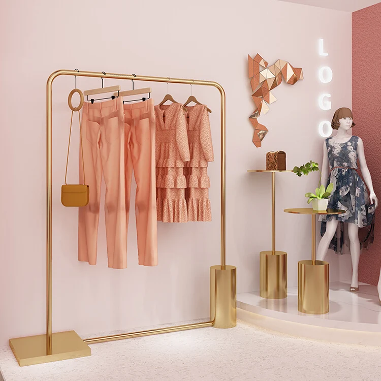 Custom Garment Stand Chrome Golden Clothing Rack New Gold Clothes ...
