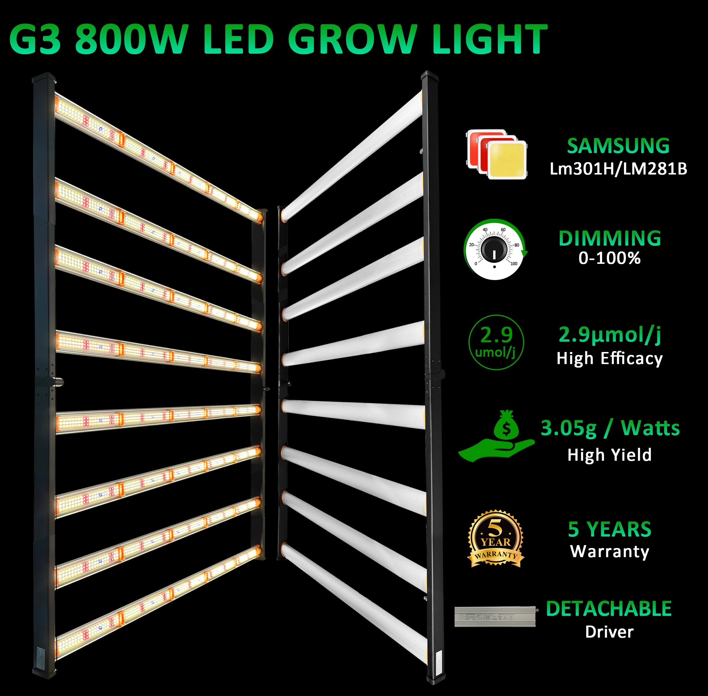 Uv Ir Daisy Chain samsung Lm301h Top Lighting 630 Watt Full Spectrum ...