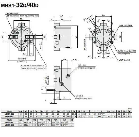 SMC MHS4 Pneumatic Gripper Cylinders - Reliable Performance