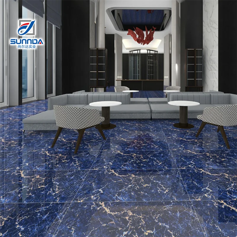 600x1200mm Full Body Glazed Porcelain Tile - High Glossy Blue