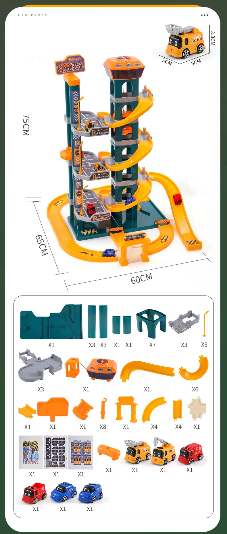 Multilayer Car Parking Lot Track Toy Set Kids Diy Assembly Educational ...