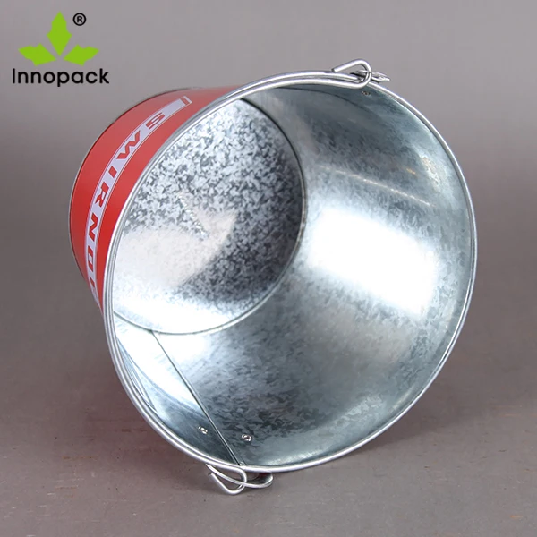Promotional Factory 5l Round Galvanized Iron Metal Tin Ice Bucket With ...