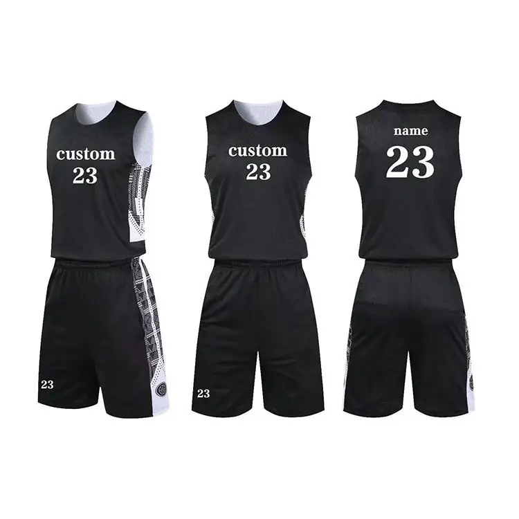 Custom Sublimation Reversible Black And Red Basketball Jersey Uniform ...