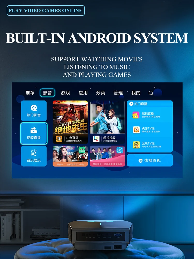 Rtako Home Theater Led Window 5000 Lumens Short Throw Holographic 3d Hologram Dlp Android Video ...