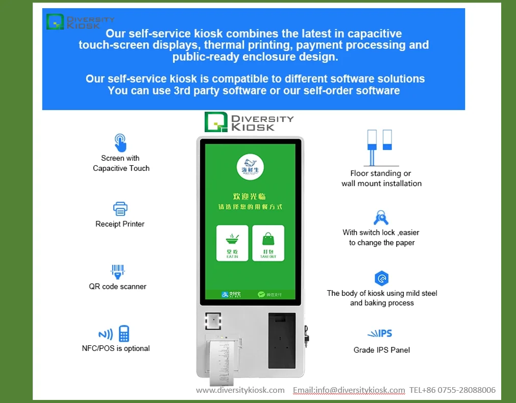 Self Checkout Cash Payment Qr Code Scanner Built In Self Ordering Self ...