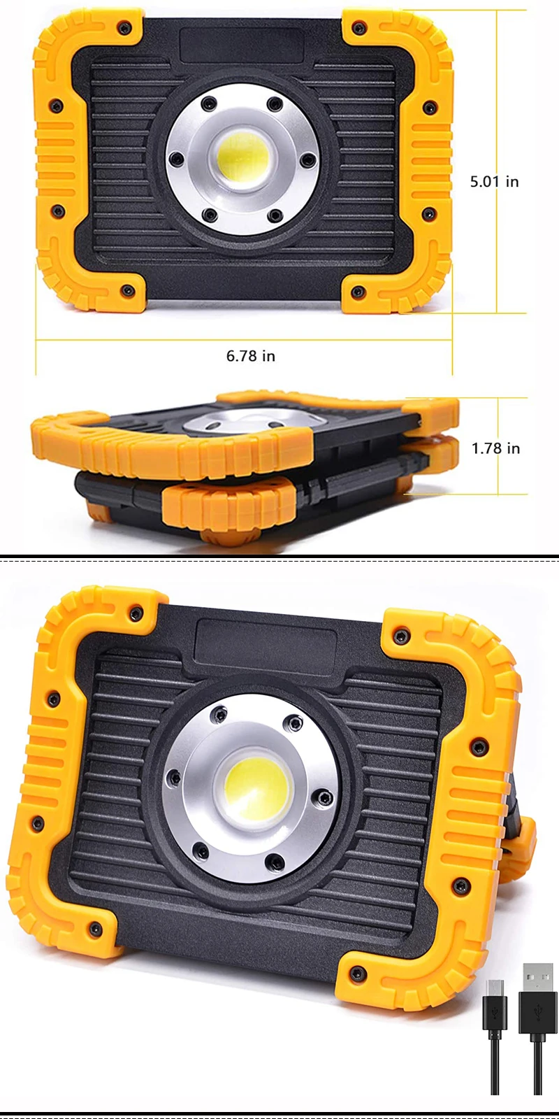 Portable Cordless Hand Held Shop Light With Stand Cob Led Rechargeable ...
