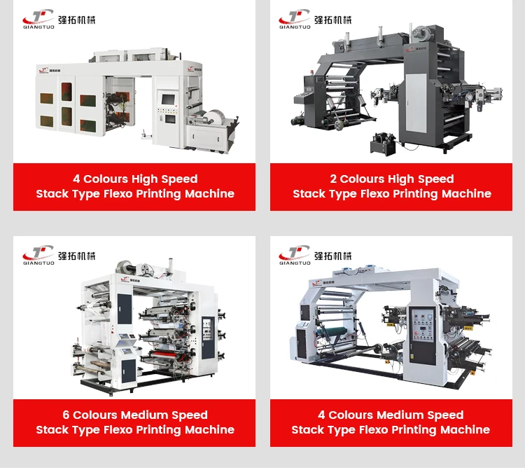 QIANGTUO Medium Speed Good Quality Roll to Roll Flexographic Printers 4 ...