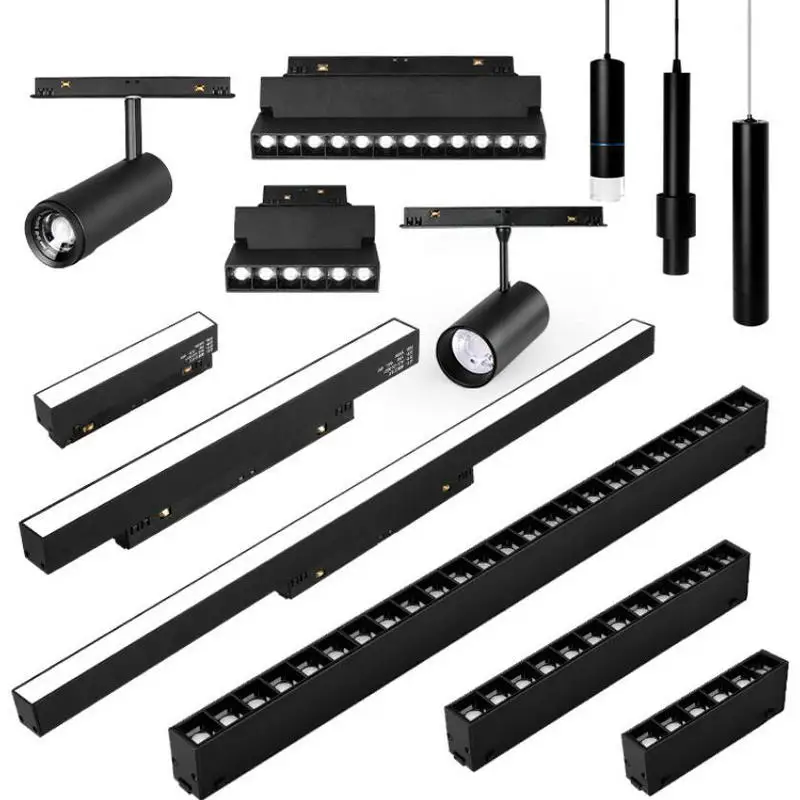 Indoor Magnetic Linear Track Lights Adjustable Open Installation ...