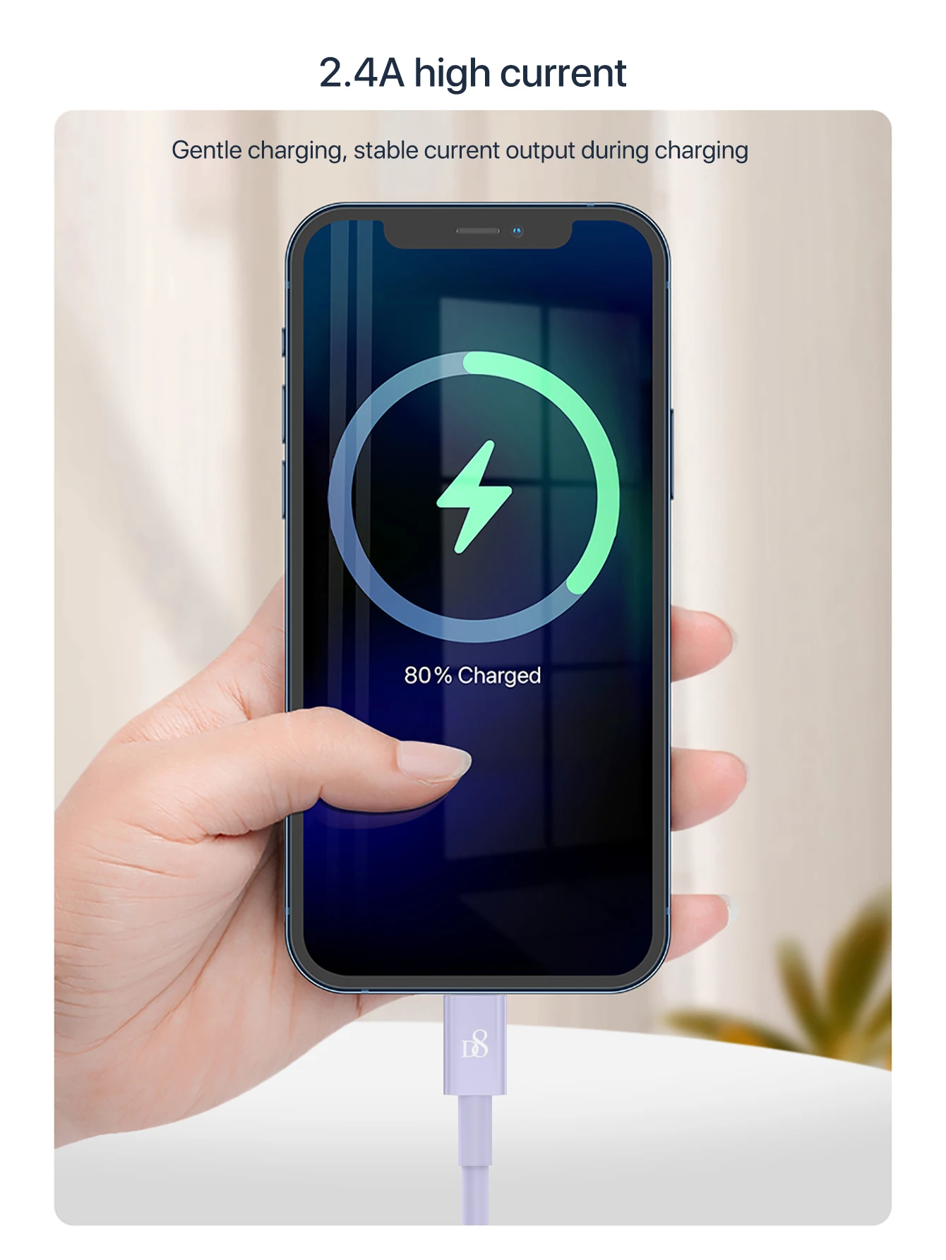 D8 Usb A To Lightning Data Line 2.4a Fast Charging Qc Fast Charging ...