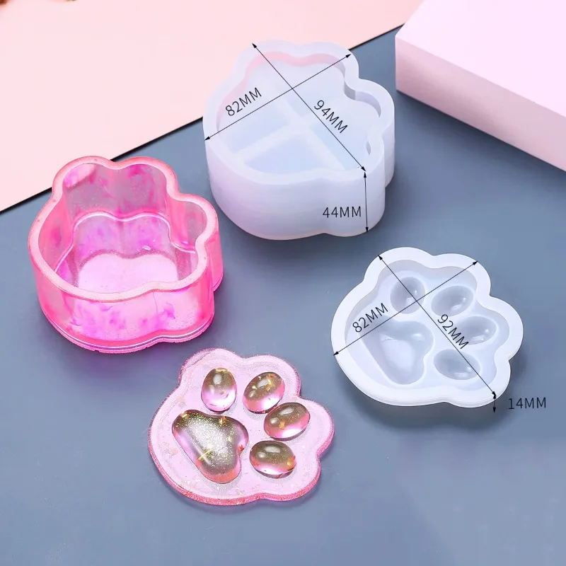 Cat Paw Storage Box Silicone Mold Diy Crystal Epoxy Resin Casting Mold ...