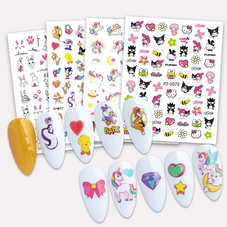 New Self Adhesive Kids Nail Stickers Cute Cartoon Pattern 3d Nail Art ...
