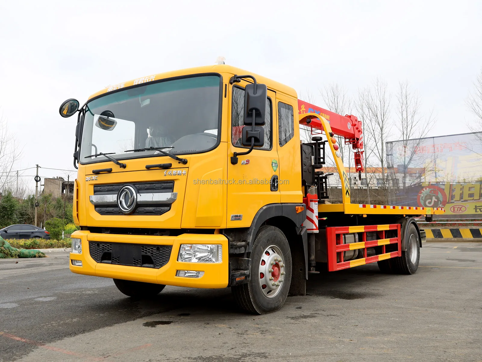 Flatbed Tow Truck 8 Ton Crane Diesel Rollback Tow Truck Rescue Tow ...