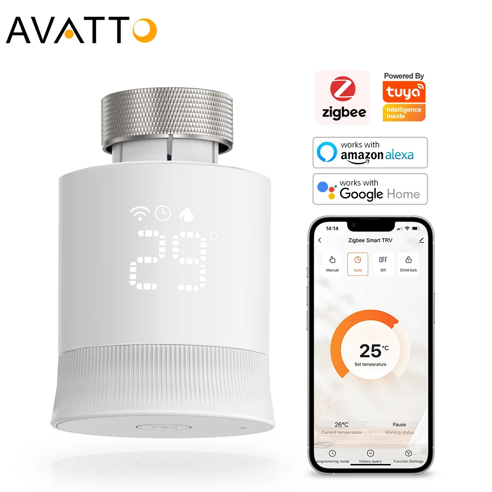 Avatto Zigbee Tuya Rf433 Smart Trv Thermostat Floor Heating Temperature ...