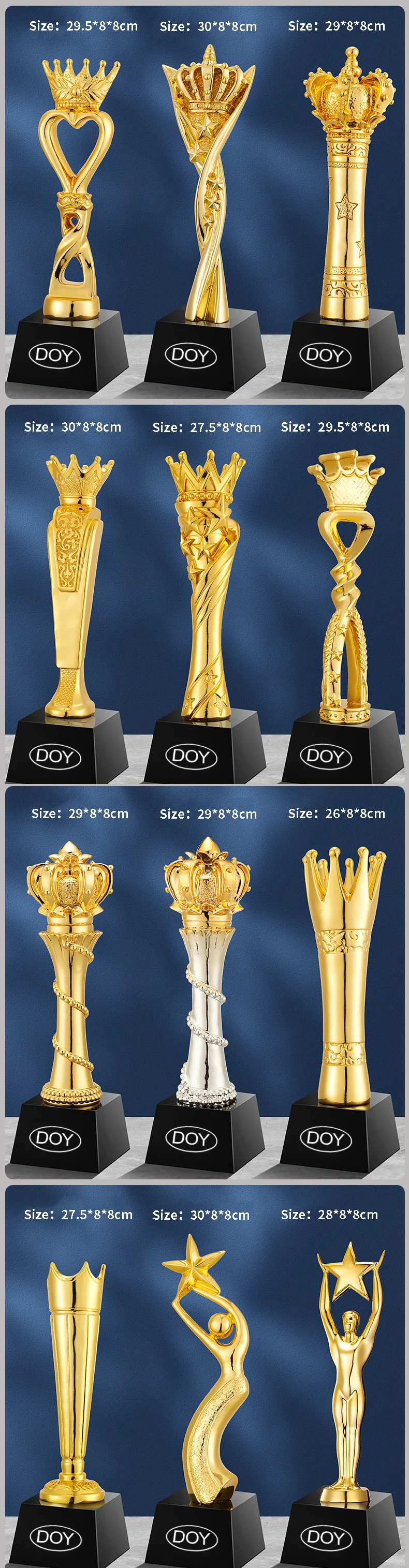Wholesale Custom Logo Creative Resin Gold Plated Trophy