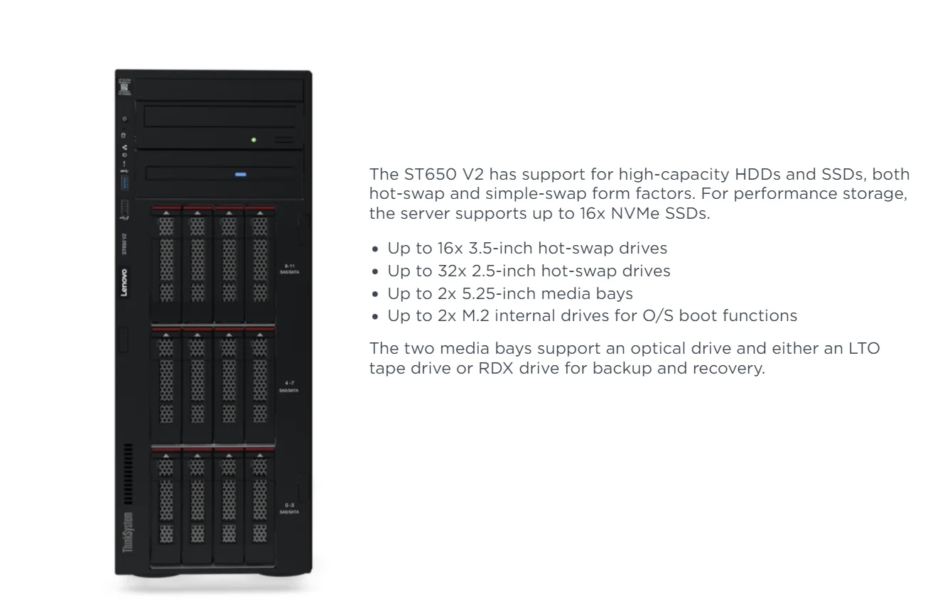 For Lenovo Thinksystem St650 V2 4u Tower Server With Two 3rd Gen Intel ...