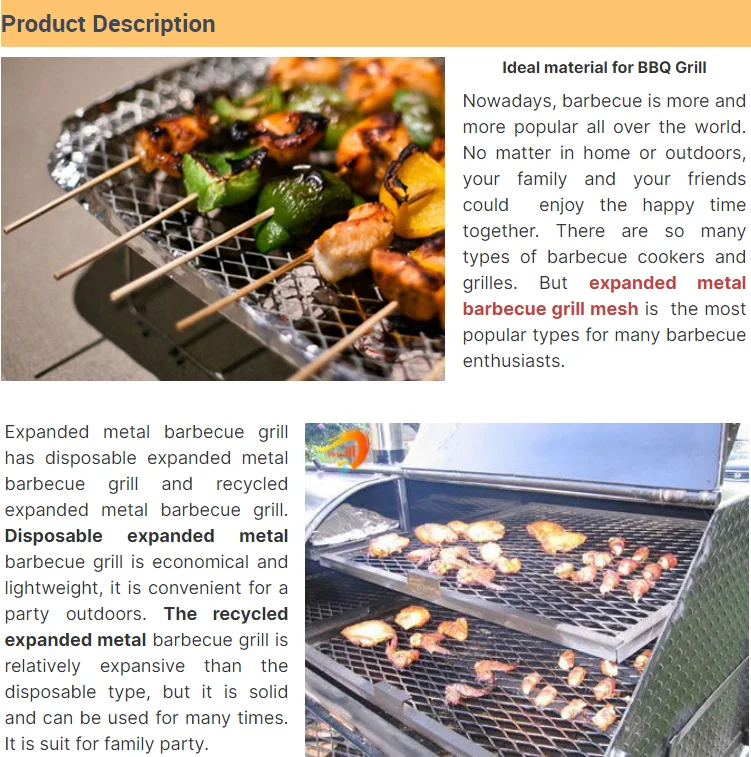 Whole Diamond Hole Expanded Metal Barbecue Grills With Low Price And ...