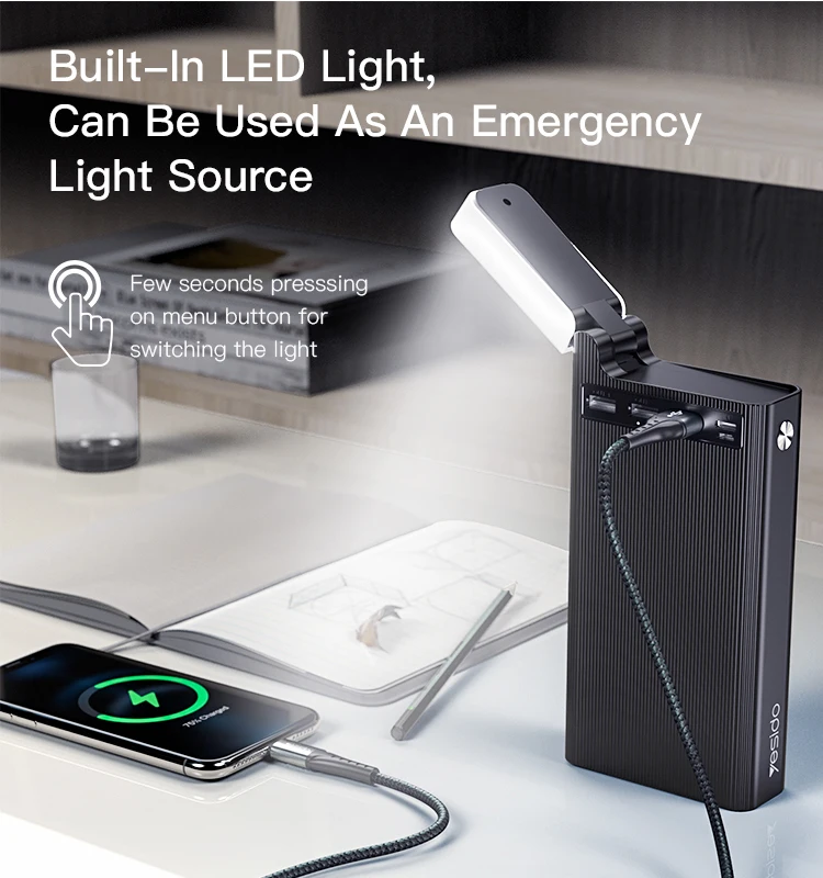 YESIDO 30000mah Power Bank - Fast Charging & LED Display