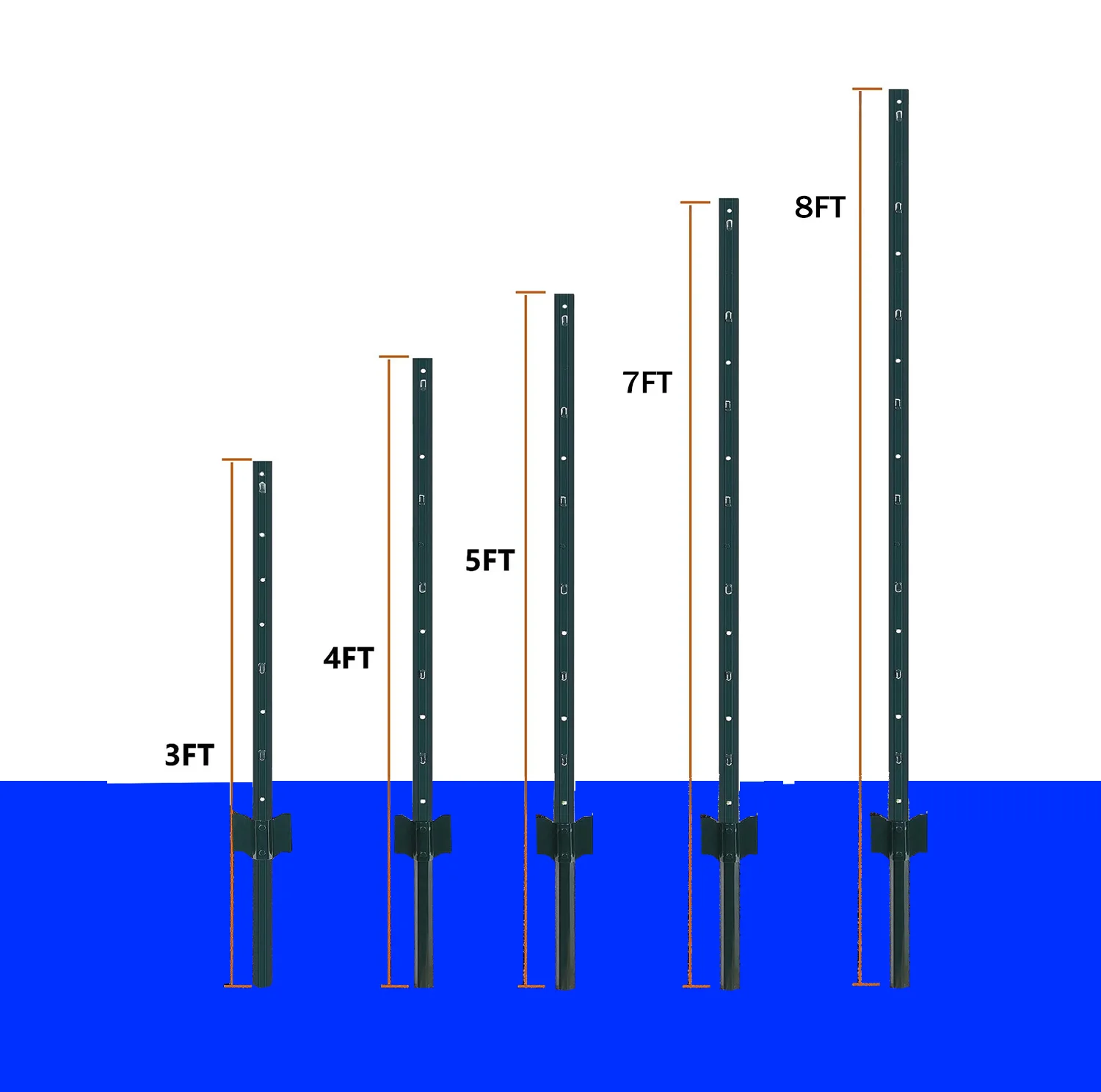 Green Steel Fence U Post with Anchor Plate - Durable & Easy Assembly