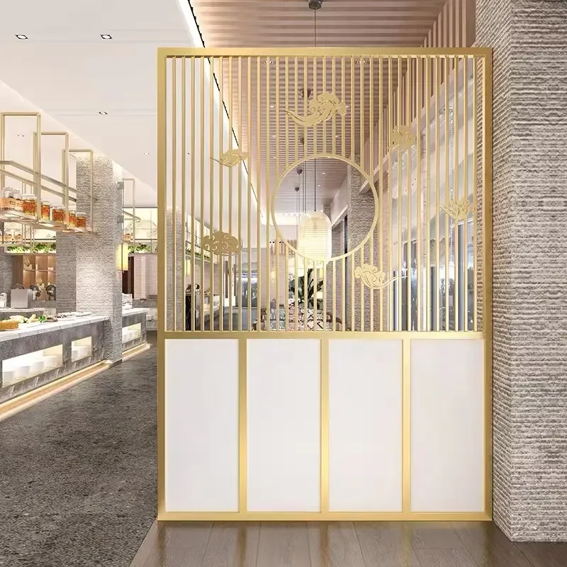 Lobby Gold Metal Room Divider Partition Screen Stainless Steel Panel ...