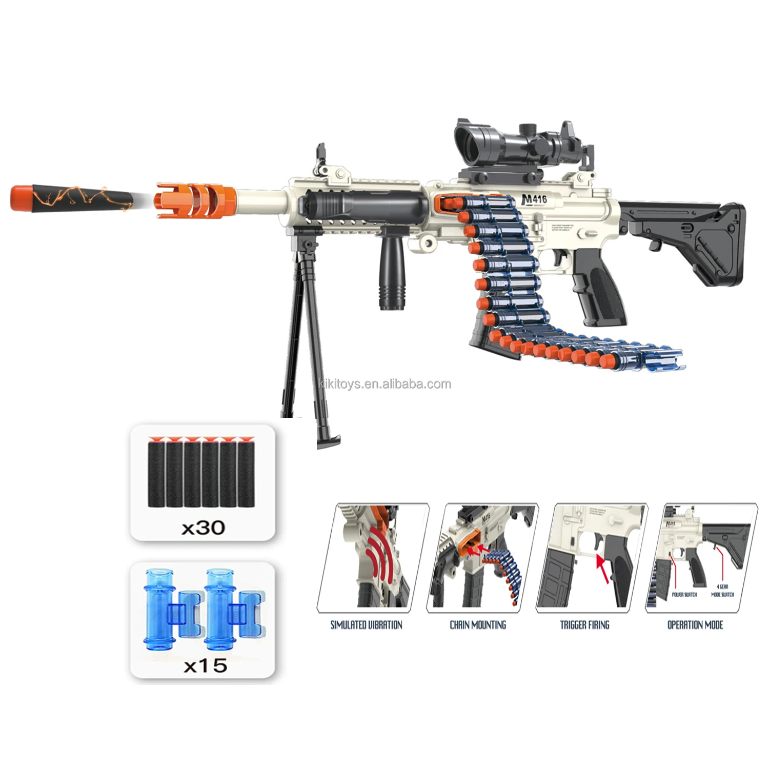 KIKI NEW M416 Electric Submachine Airsoft Gun - Fun & Safe